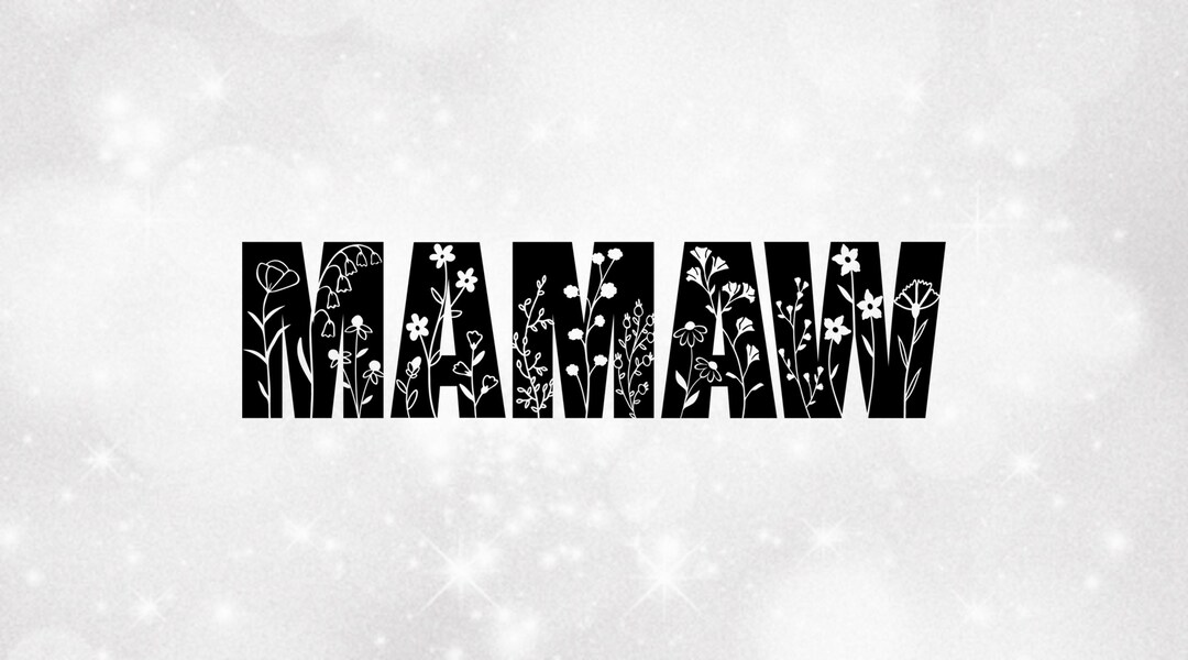 Family Clipart: Bold Black Style Word "mamaw" With Patch of Many ...