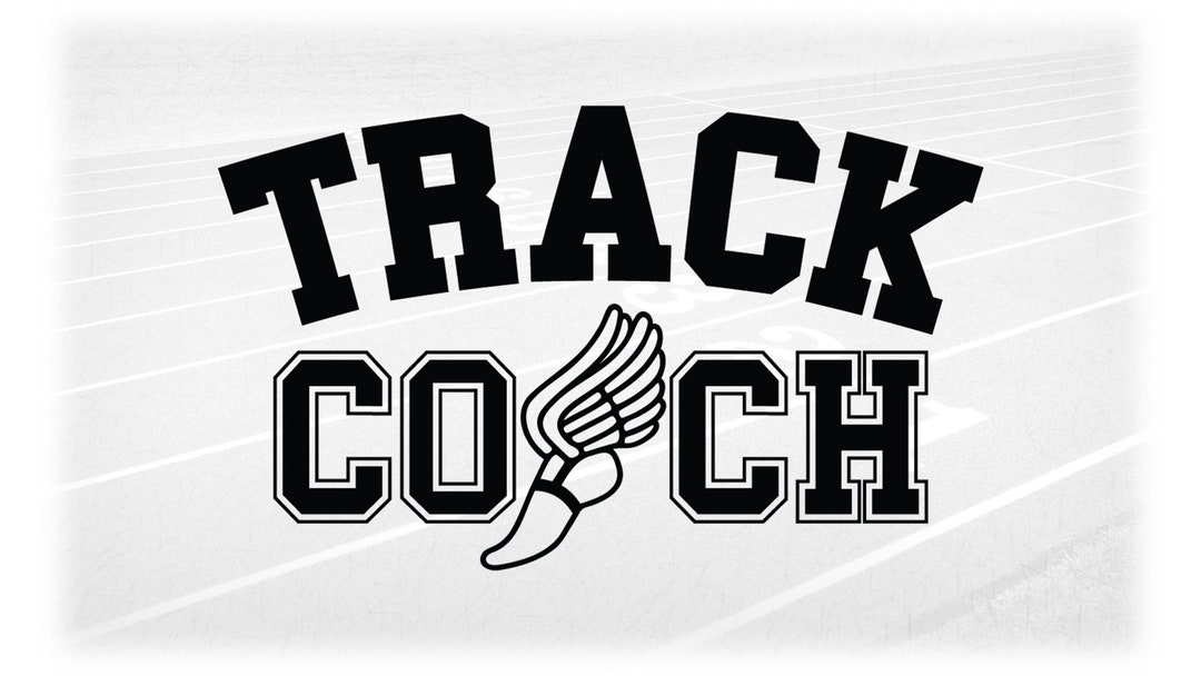 Sports Clipart: Black Words track Coach in College Letters W/ Wing ...