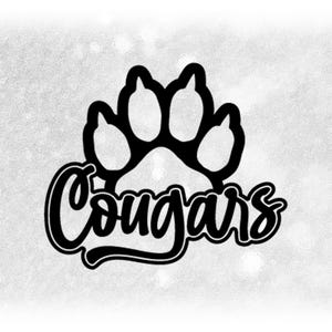 Sports Clipart: Black Script "cougars" Team Mascot Name With Silhouette ...