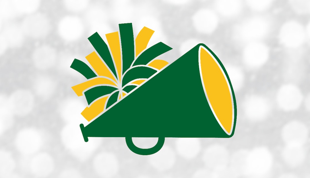 Sports Clipart: Green and Gold Cheerleader Megaphone With Pom Pom for ...