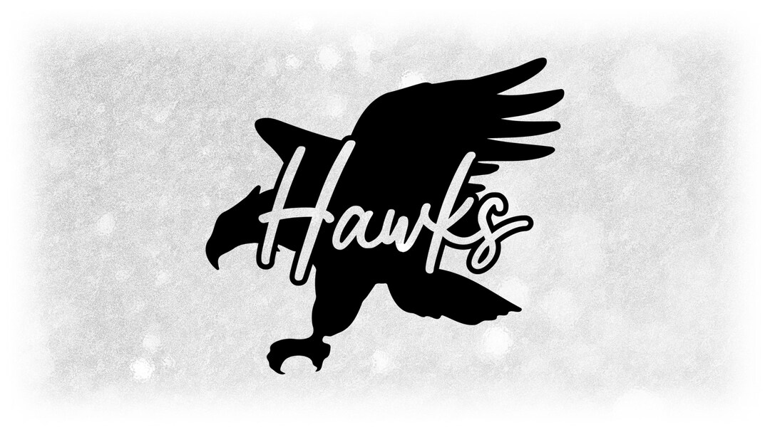 Sports Clipart: Black Script "hawks" Team Name Cutout of Silhouette of ...