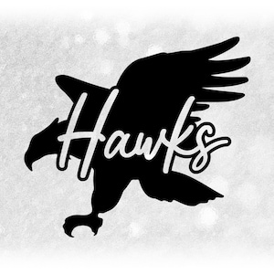 Sports Clipart: Black Script "hawks" Team Name Cutout of Silhouette of ...
