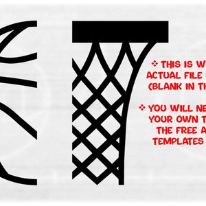 Sports Clipart: Black Bold Half Basketball & Half Hoop With Net Split ...