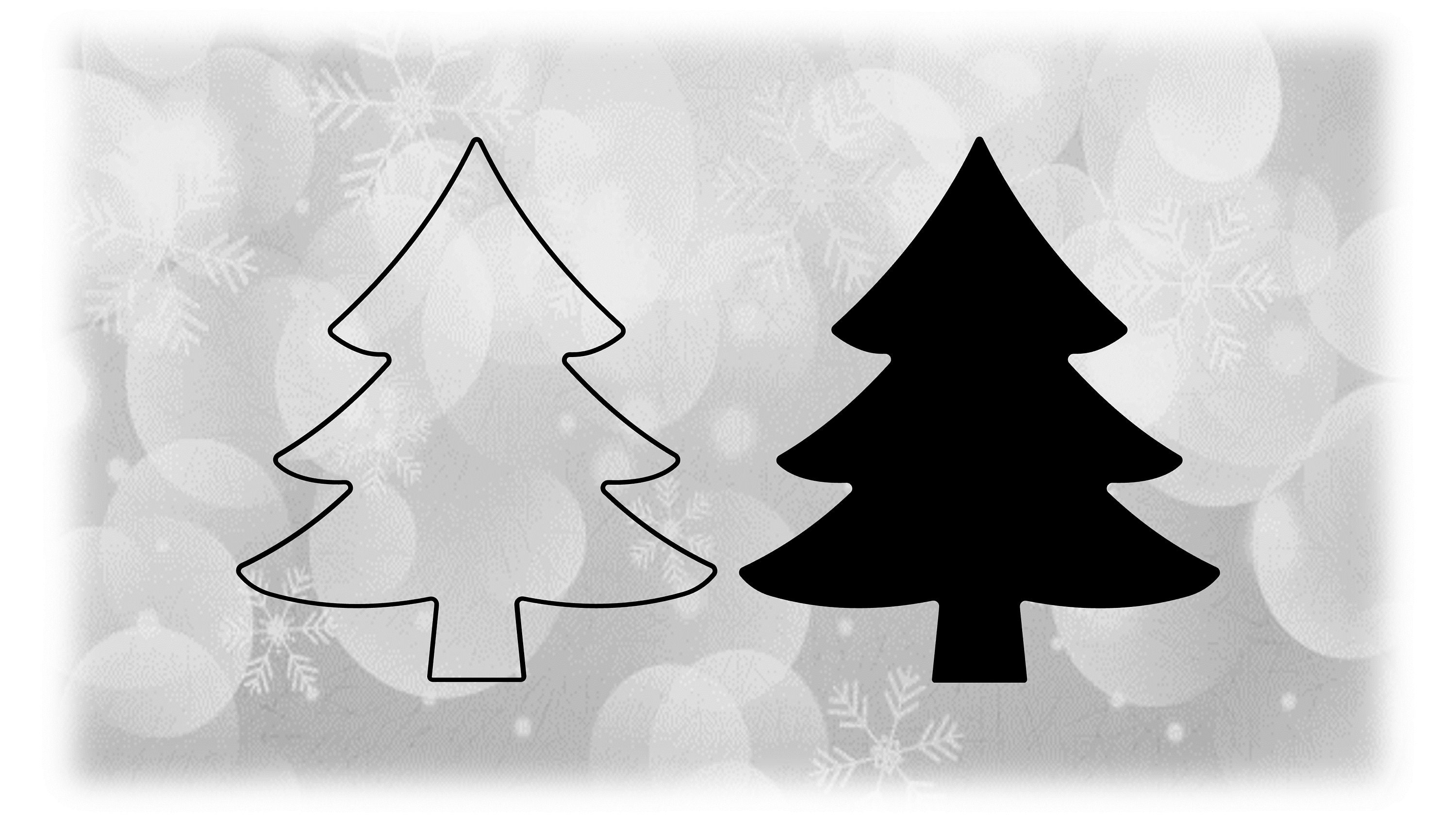Holiday Clipart: Black Solid and Outline of Simple Evergreen / Pine ...