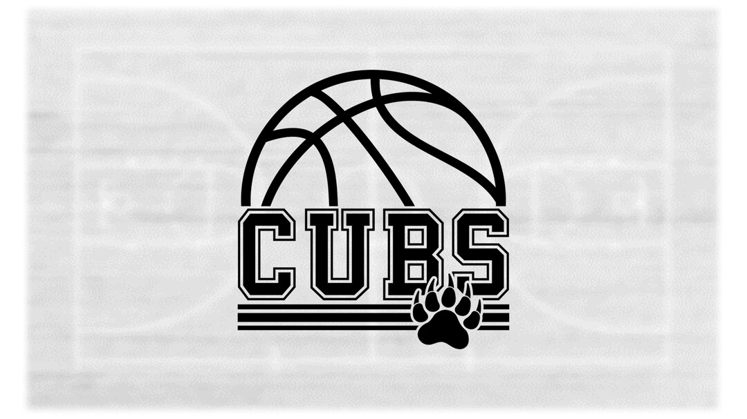 Sports Clipart: Black Half Basketball With "cubs" Team Name Varsity ...
