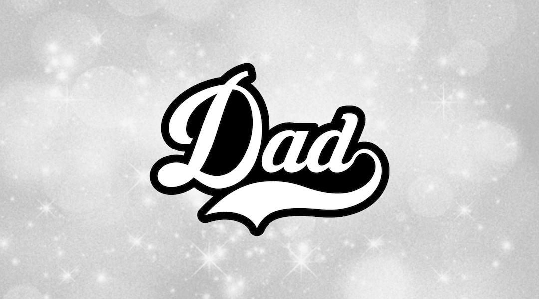 Family Clipart: White Word "dad" in Fancy Script Type With Baseball ...