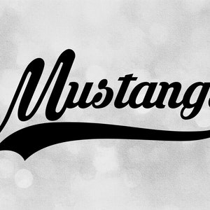 Sports Clipart: Black mustangs Team Name in Fancy Print Letters With ...