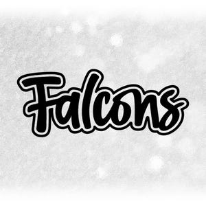 Sports Clipart: Black Bold "falcons" Team Mascot Name in Fun Script ...