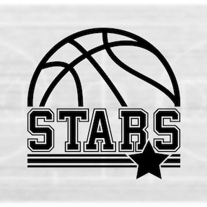 Sports Clipart: Black Half Basketball With "stars" Team Name Varsity ...
