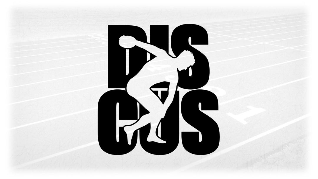 Sports Clipart: Silhouette of Male Thrower Cutout of Black Bold Letters ...