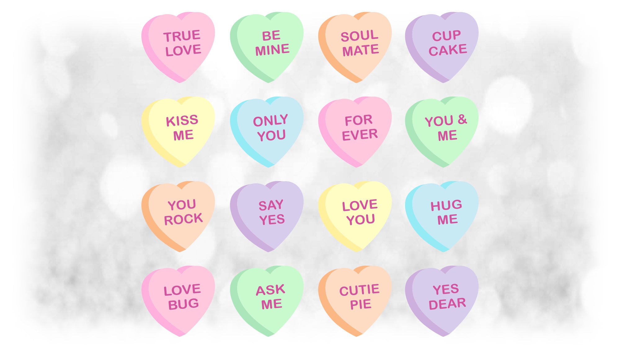 Holiday Clipart Bundle: 16 Sweetheart Candies in Pastel Colors on 1 ...