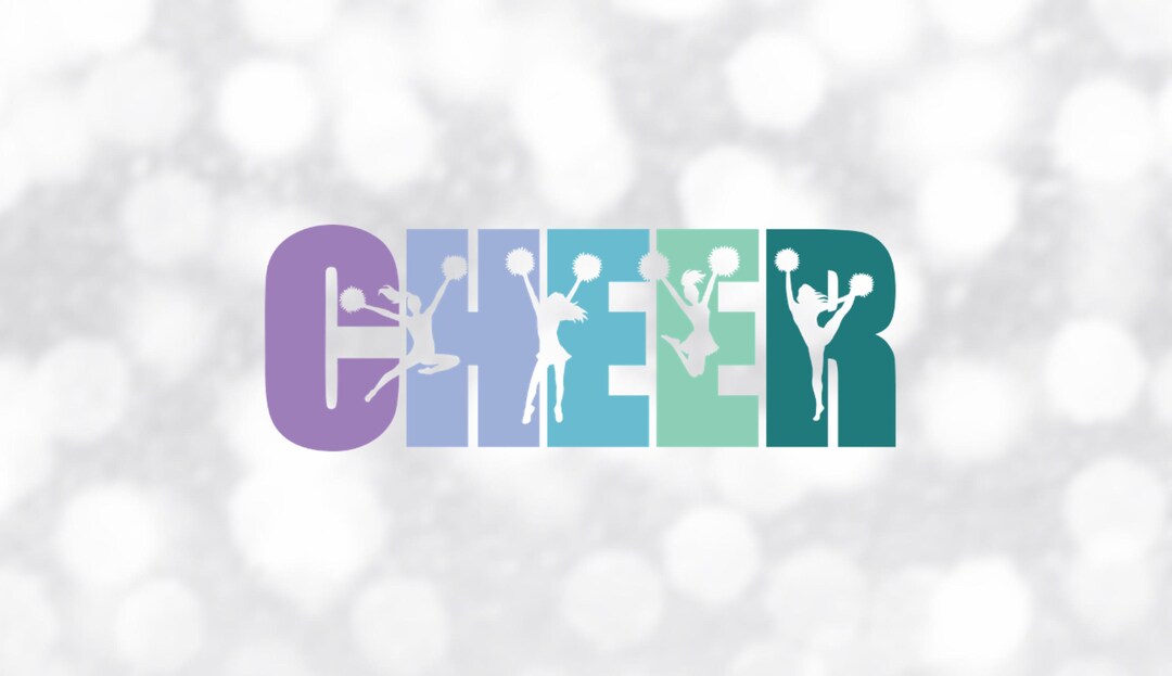 Sports Clipart: Pastel Color Word "cheer" With 4 Different Cheerleader ...