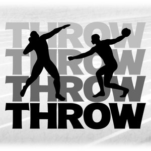 Sports Clipart: Word THROW With Silhouette of Male Shot Put and Discus ...
