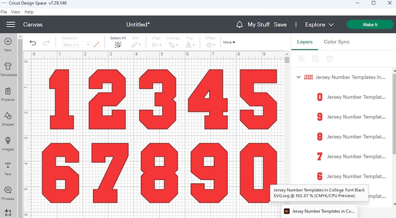 Sports: Jersey Number Templates Grouped on ONE Single Sheet - Red Block ...