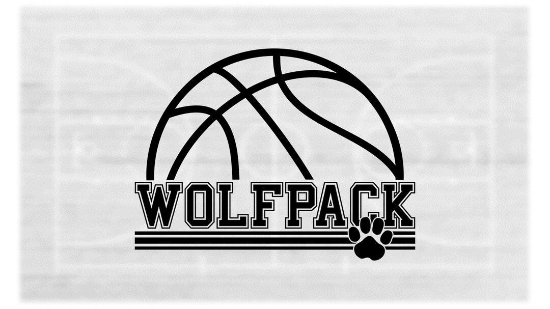 Sports Clipart: Black Half Basketball With "wolfpack" Team Mascot Name ...