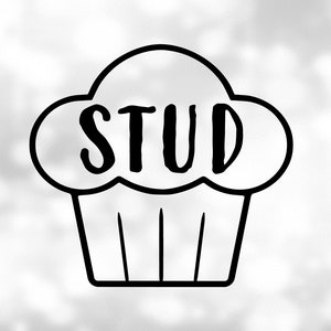 Word Clipart: Cute Funny Cartoon Muffin With Word "stud" on Top of the ...