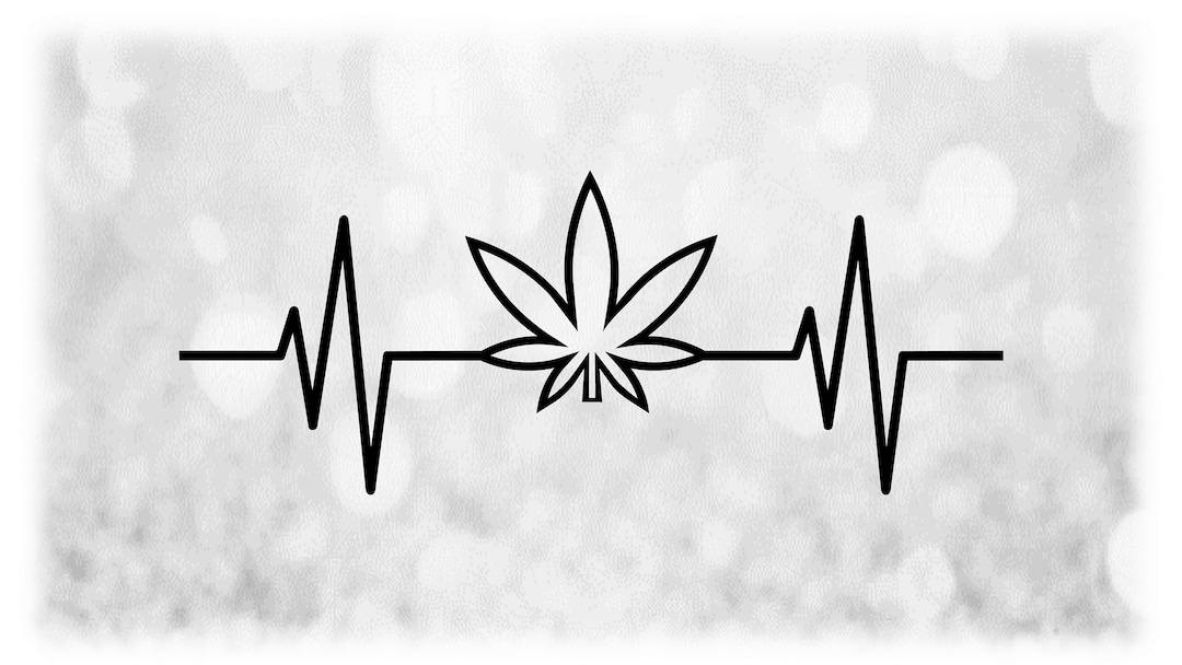 Nature Clipart: Black Marijuana Leaf in Electrocardiogram, EKG ...