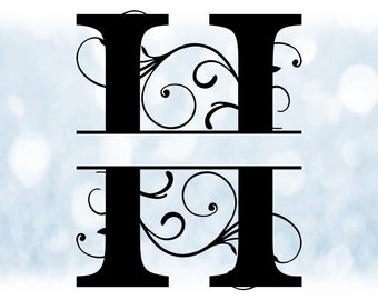 H Split Monogram Svg | Etsy
