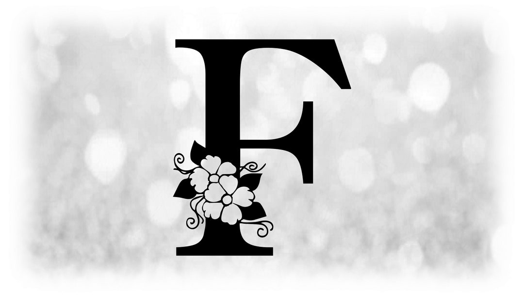 Word Clipart: Black Formal Capital Letter "f" With Floral / Flower ...