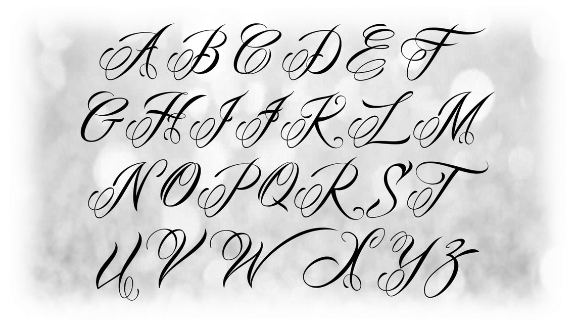 Word Clipart: Black Script Style Alphabet Letter Templates - Etsy