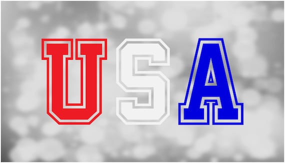 Geography Clipart: Red White Blue Capital Letters U.S.A in - Etsy