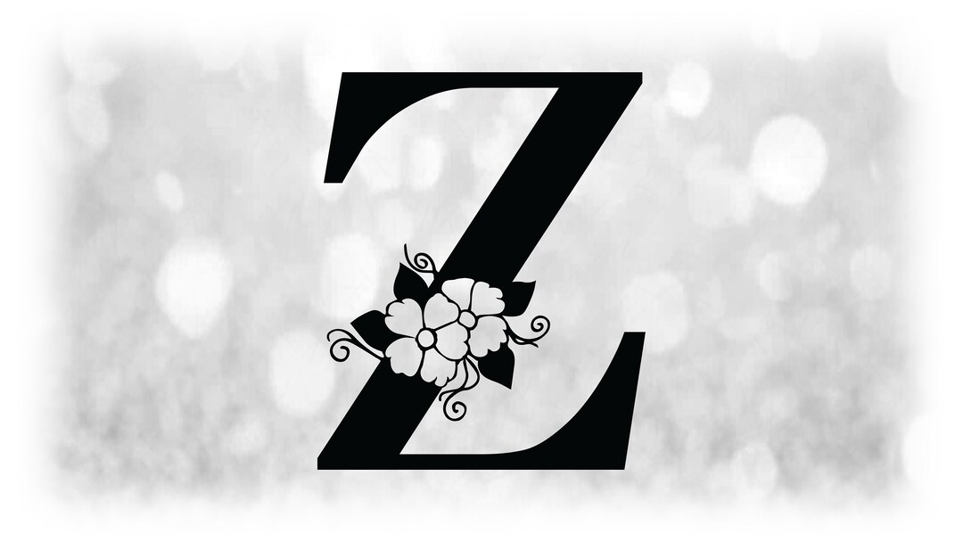 Word Clipart: Black Formal Capital Letter "z" With Floral / Flower ...