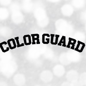 Sports Clipart: Arched Words color Guard in Collegiate Varsity Block ...