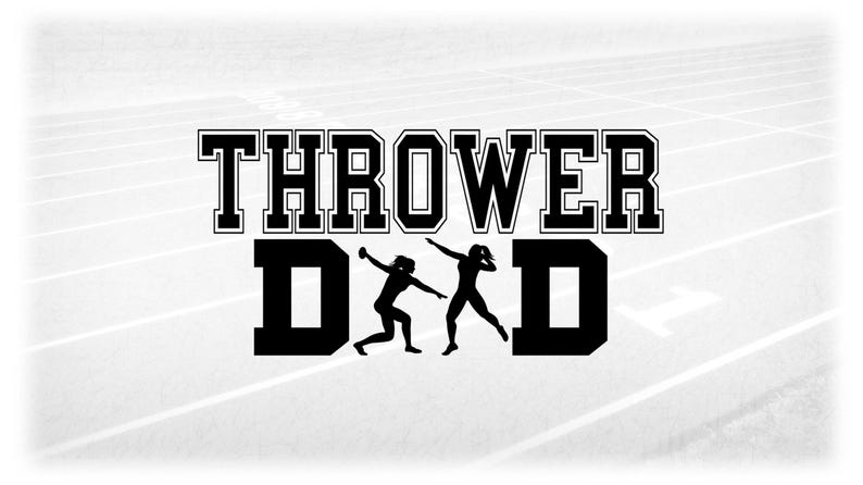 Sports Clipart: Black Track & Field Words "thrower Dad" in Varsity With ...