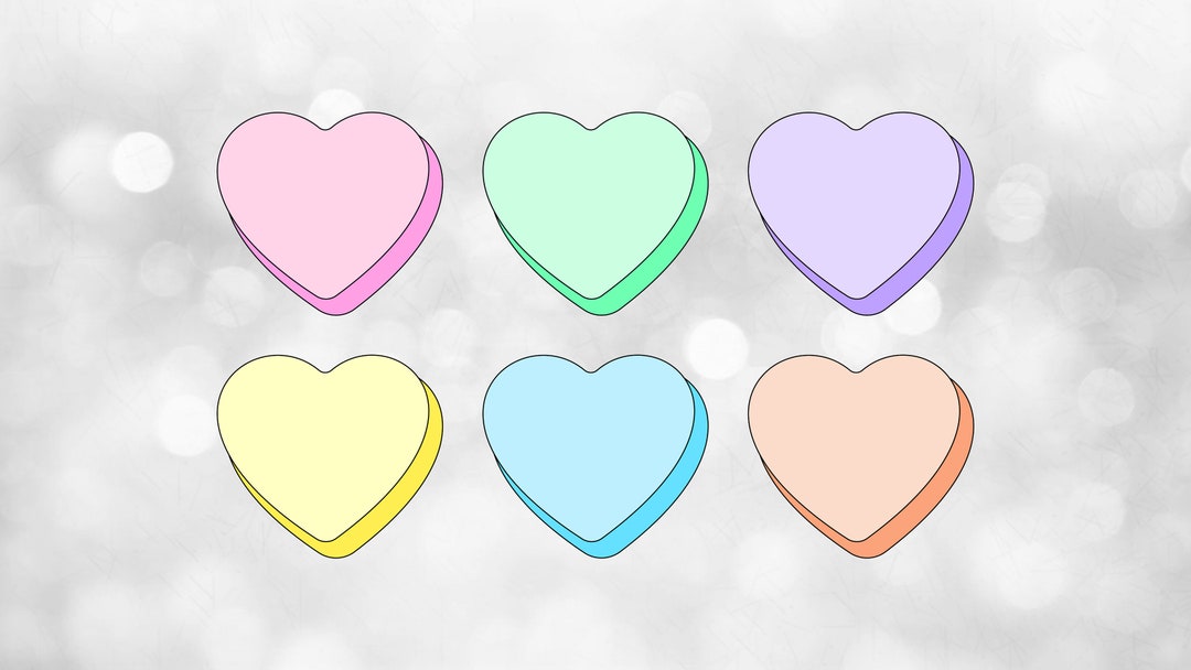 Holiday Clipart Bundle: 6 Blank Sweet Heart Candies in Pastel Colors ...