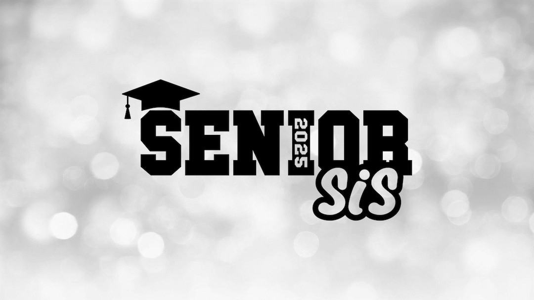 Education Clipart: Black Word senior With Vertical Graduation Year 2025 ...