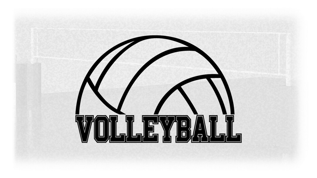 Sports Clipart: Black Bold Half Volleyball Silhouette Outline With Word ...