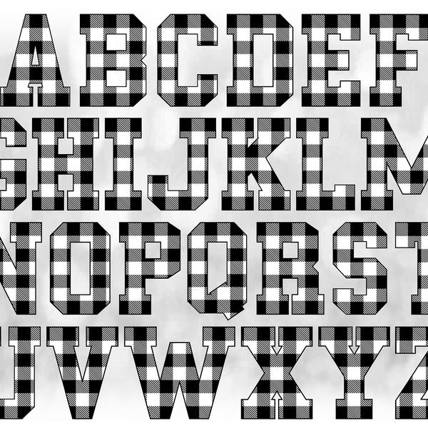 Black White Plaid Letters - Etsy