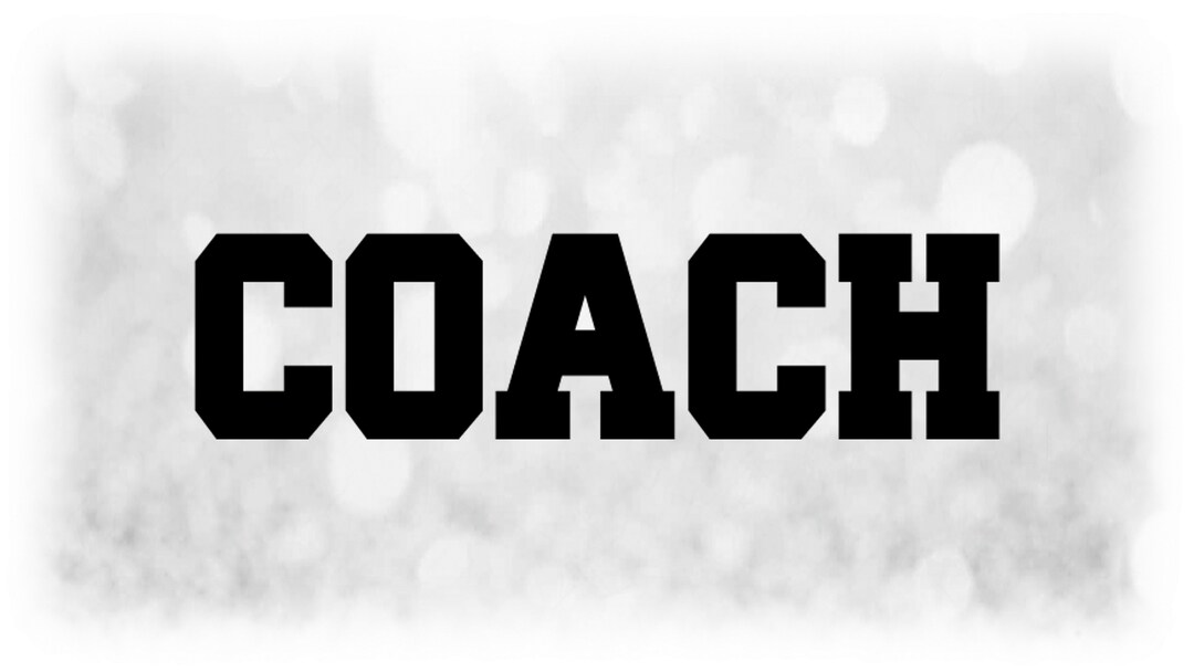 Sports Clipart: Black Word coach in Bold Collegiate Type Letter Style ...