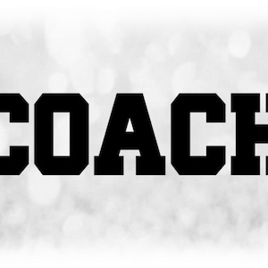 Sports Clipart: Black Word coach in Bold Collegiate Type Letter Style ...