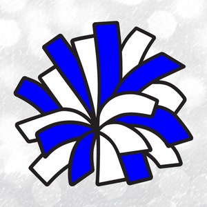 Sports Clipart: Blue & White Cheerleader Pom Layered on Black ...