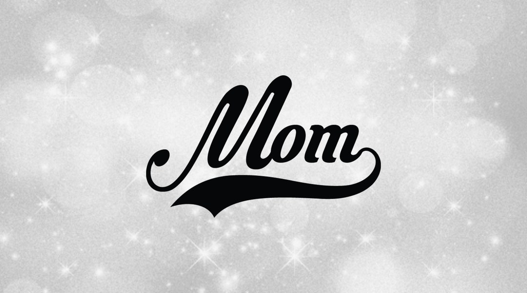 Family Clipart: Word "mom" in Fancy Script Type With Baseball Style ...