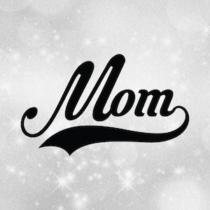 Family Clipart: Word "mom" in Fancy Script Type With Baseball Style ...