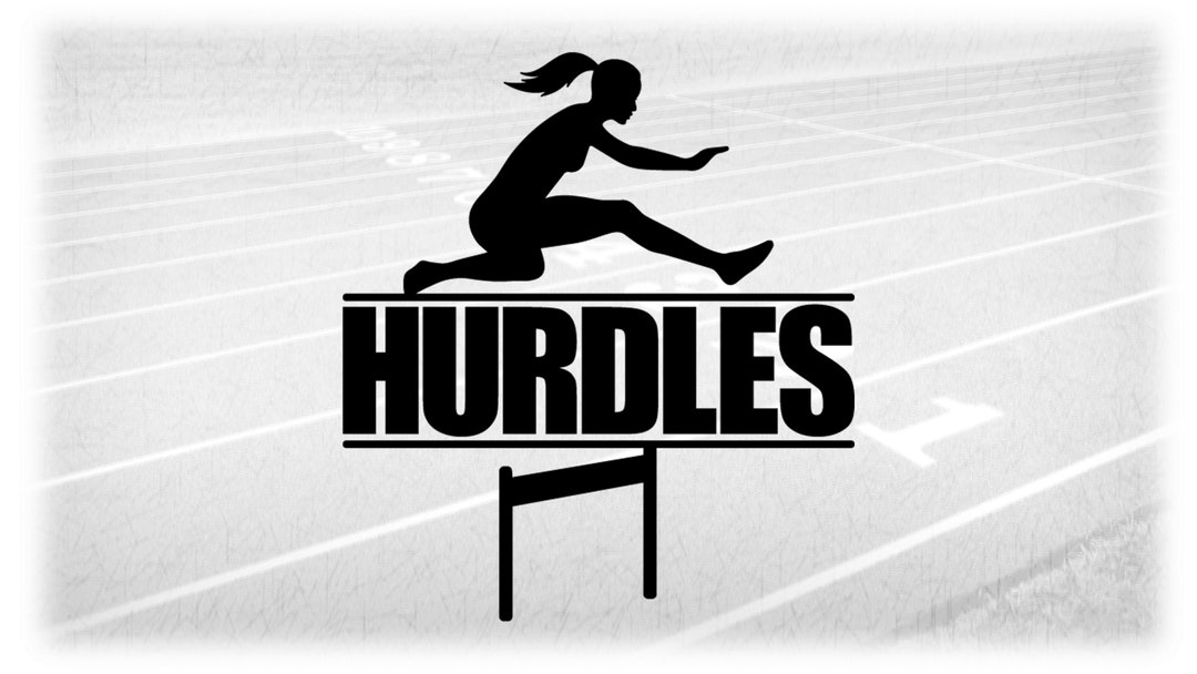 Sports Clipart: Word "hurdles" Inside Black Silhouette of Track & Field ...