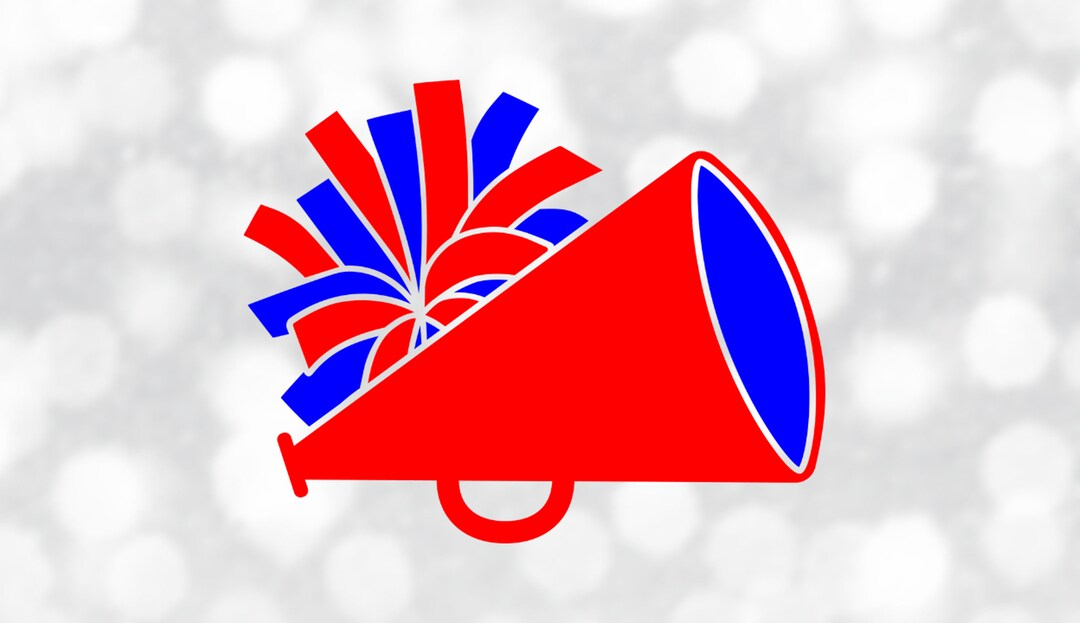Sports Clipart: Blue and Red Cheerleader Megaphone With Pom Pom for ...