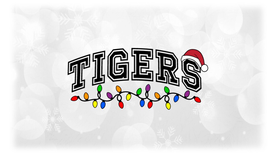 Holiday Clipart: Black Arched Team Mascot Name "tigers" With Santa Hat ...