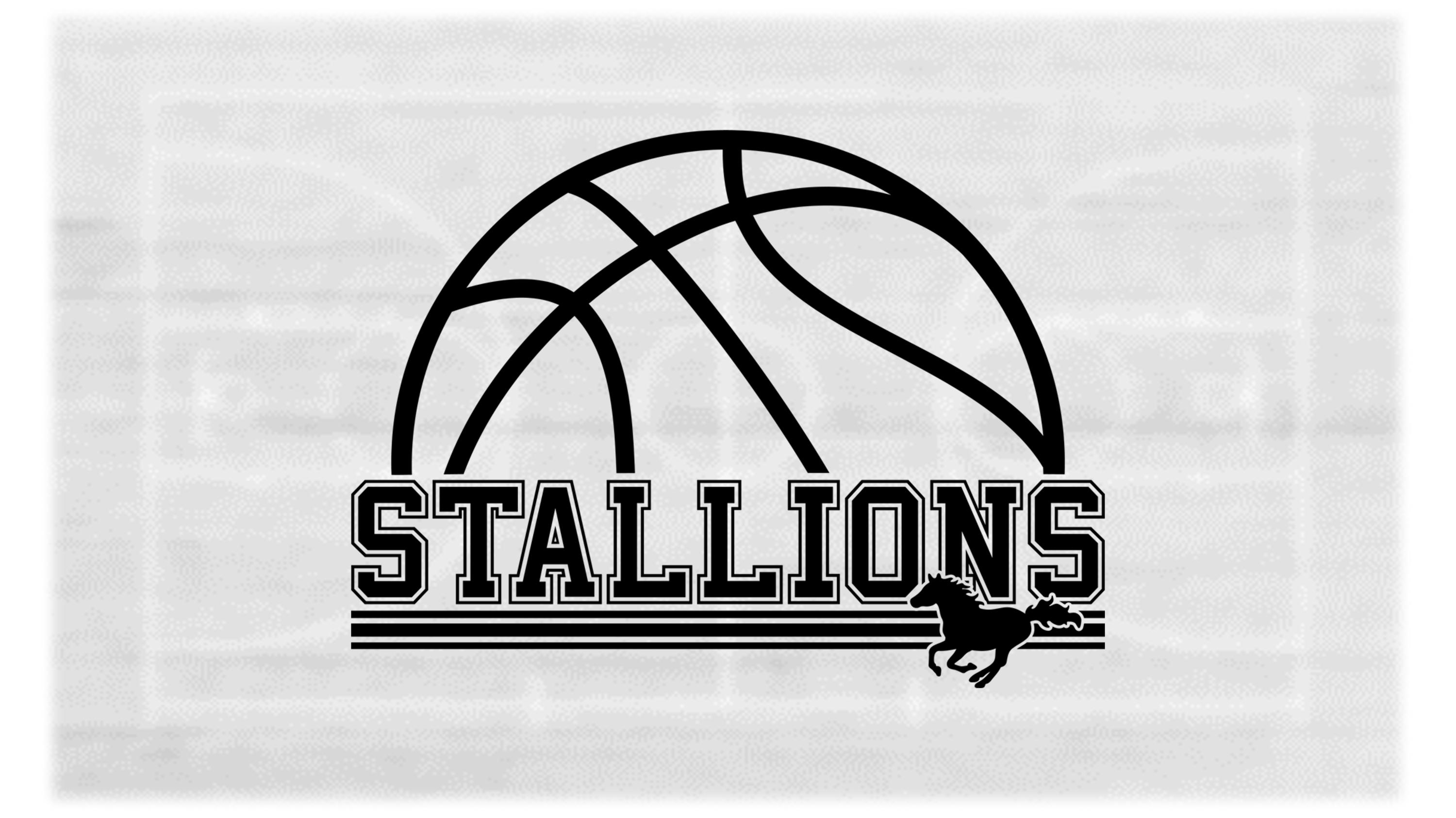 Sports Clipart: Black Half Basketball With "stallions" Team Name ...