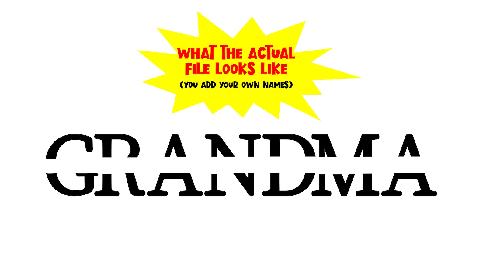 Family Clipart : Split Name Frame Word "grandma" in Formal Black Type ...