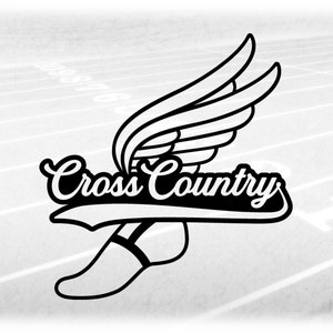 Sports Clipart: Script Words "cross Country" and Swoosh Cutout of Black ...