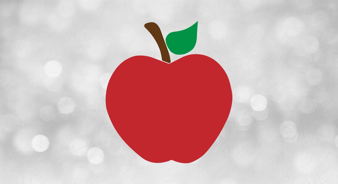 Education Clipart: Easy Big Red Apple With Brown Stem and Green Leaf ...