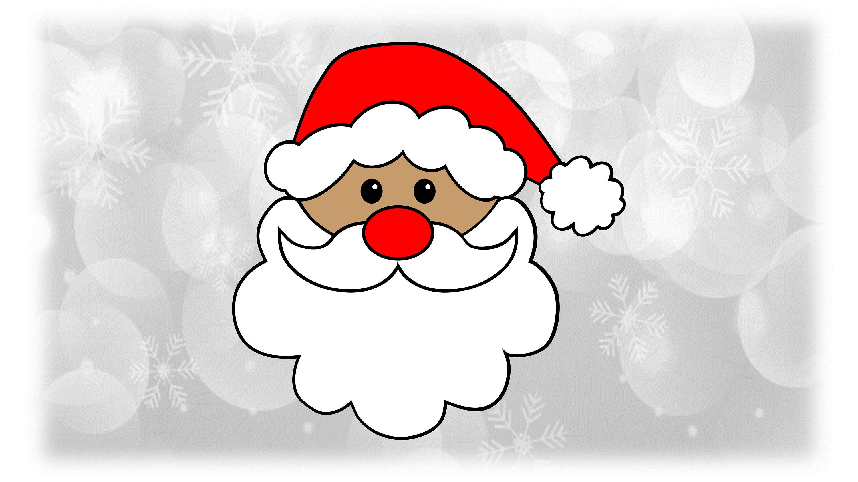 Holiday Clipart: Black Outline of Santa Claus or St. Nick Tan Face W ...