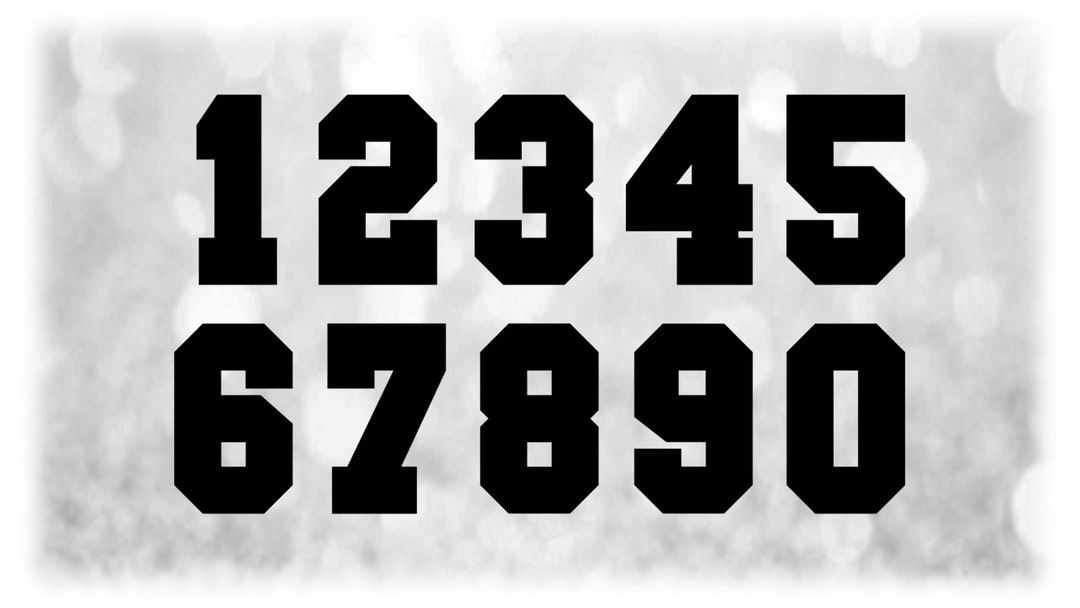 Sports: Jersey Number Templates Grouped on ONE Single Sheet Black Bold ...
