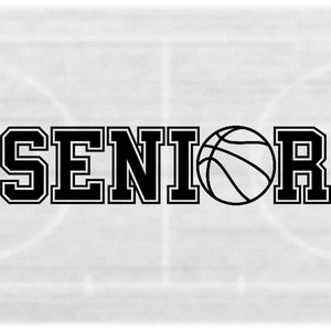 Sports Clipart: Black Word "senior" in Collegiate Style With Basketball ...