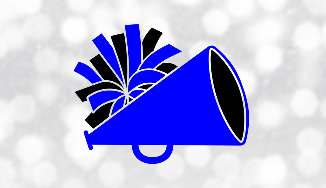 Sports Clipart: Black and Blue Cheerleader Megaphone With Pom Pom for ...
