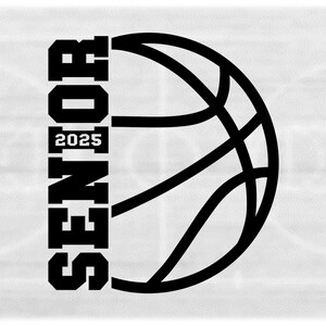 Sports Clipart: Black Half Basketball With Word "senior" in Varsity ...