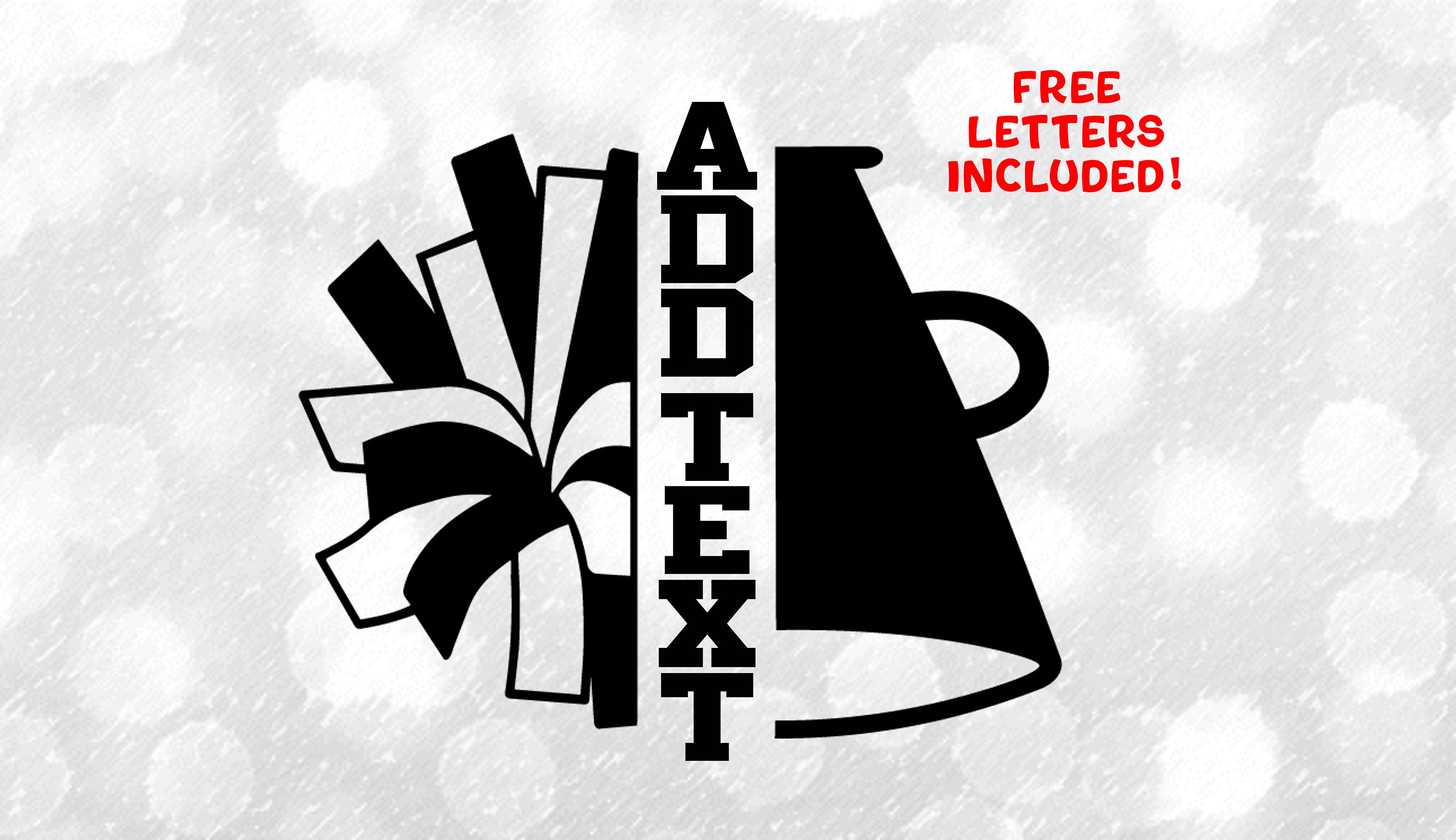 Sports Clipart: Black Cheerleader Pom and Megaphone Silhouette Split ...